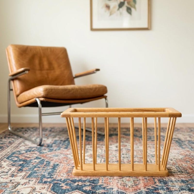 Vintage Oak Magazine Rack - Etsy