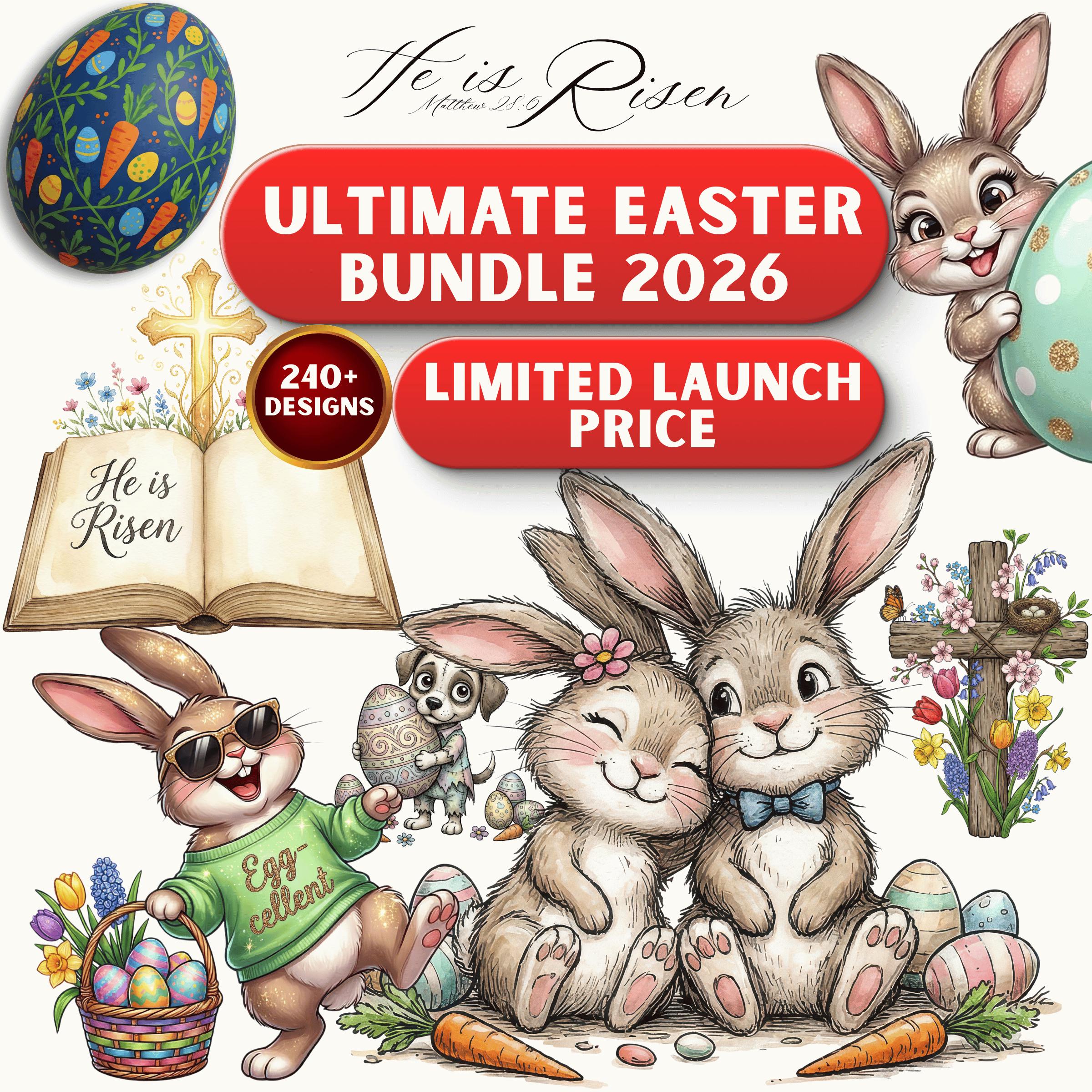Ultimate Easter Bundle 2026 I PNG JPG SVG I Pysanky Eggs, Bunnies ...