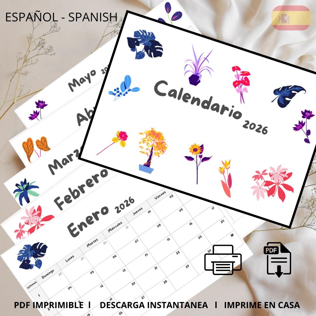 2026 Printable Calendar Spanish — Monday & Sunday Start Minimalist ...