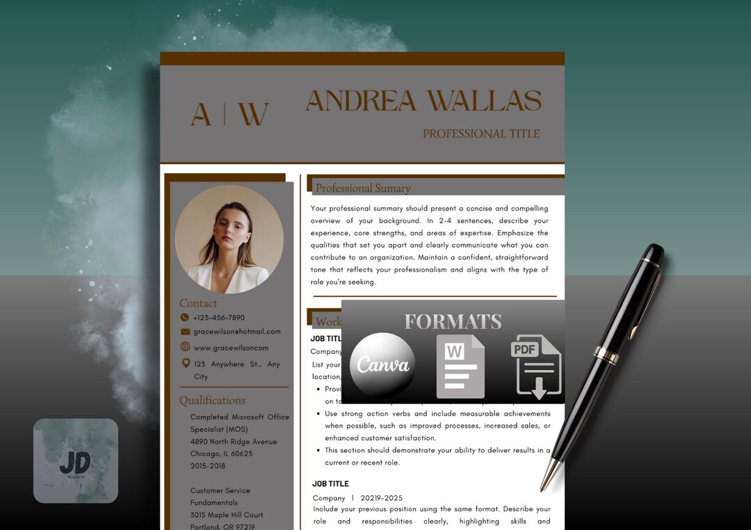 Modern Resume Template, Editable Canva & Word, Cover Letter Included - Etsy
