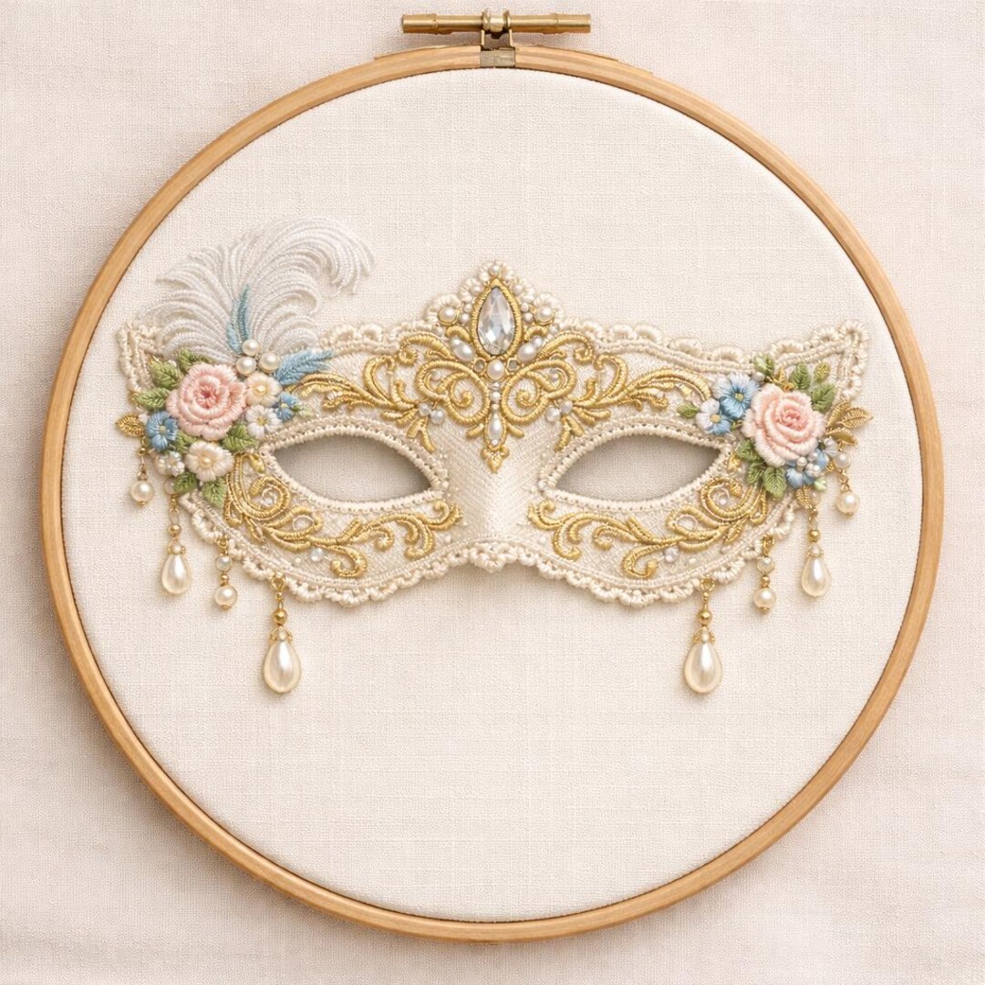 Regency Masquerade Mask Embroidery Pattern - Etsy