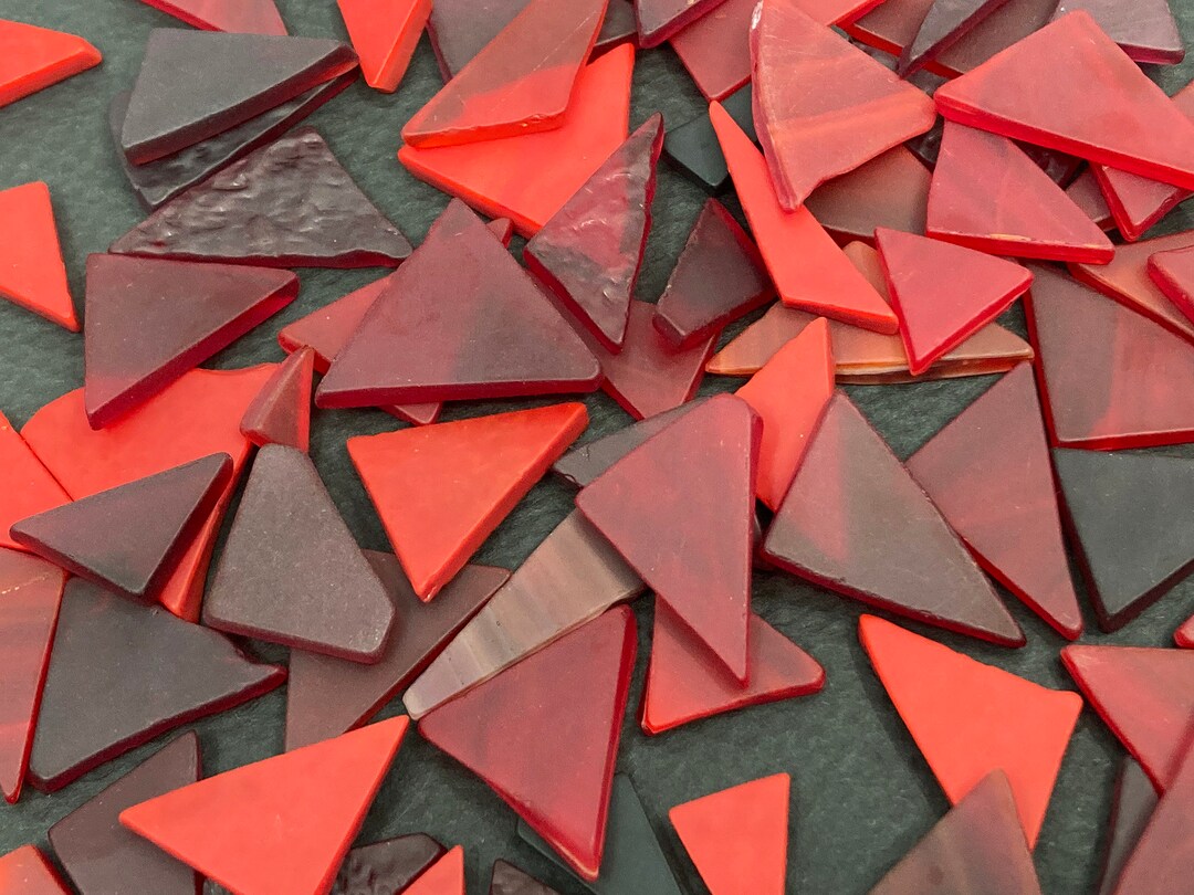 Mixed Red Stained Glass Triangles - Etsy