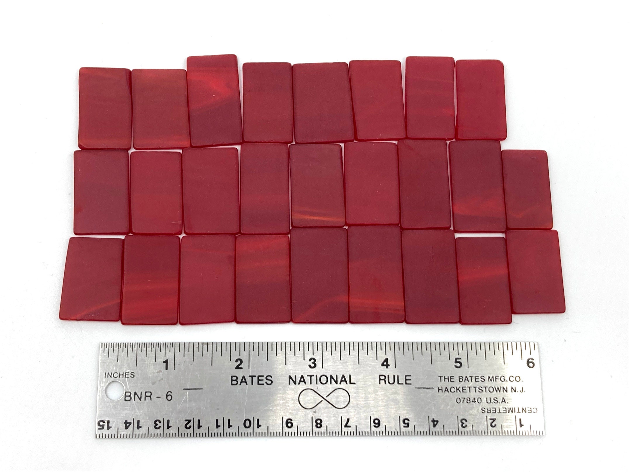 Red Marbled Stained Glass Rectangles 1 1/4"x3/4" - Etsy