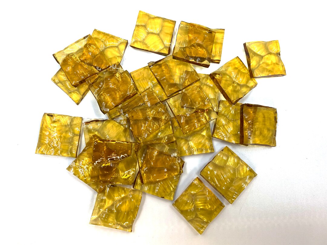 Glossy Yellow Pebble Textured Glass Squares - 1" - Etsy