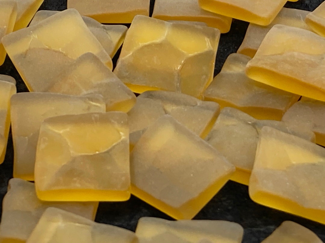 Frosty Yellow Pebble Textured Glass Squares - 3/4" - Etsy