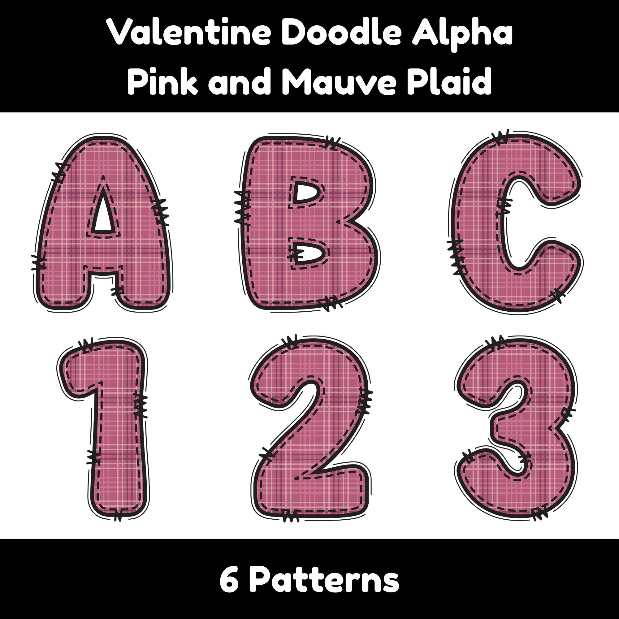 Valentine Doodle Font Mauve and Pink | Gnome Heart Clipart (digital ...