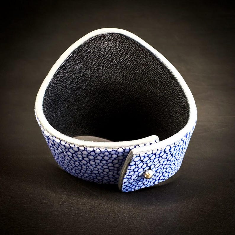 Blue Sanded Shagreen Cuff, Couture Line – Handmade in France - Etsy