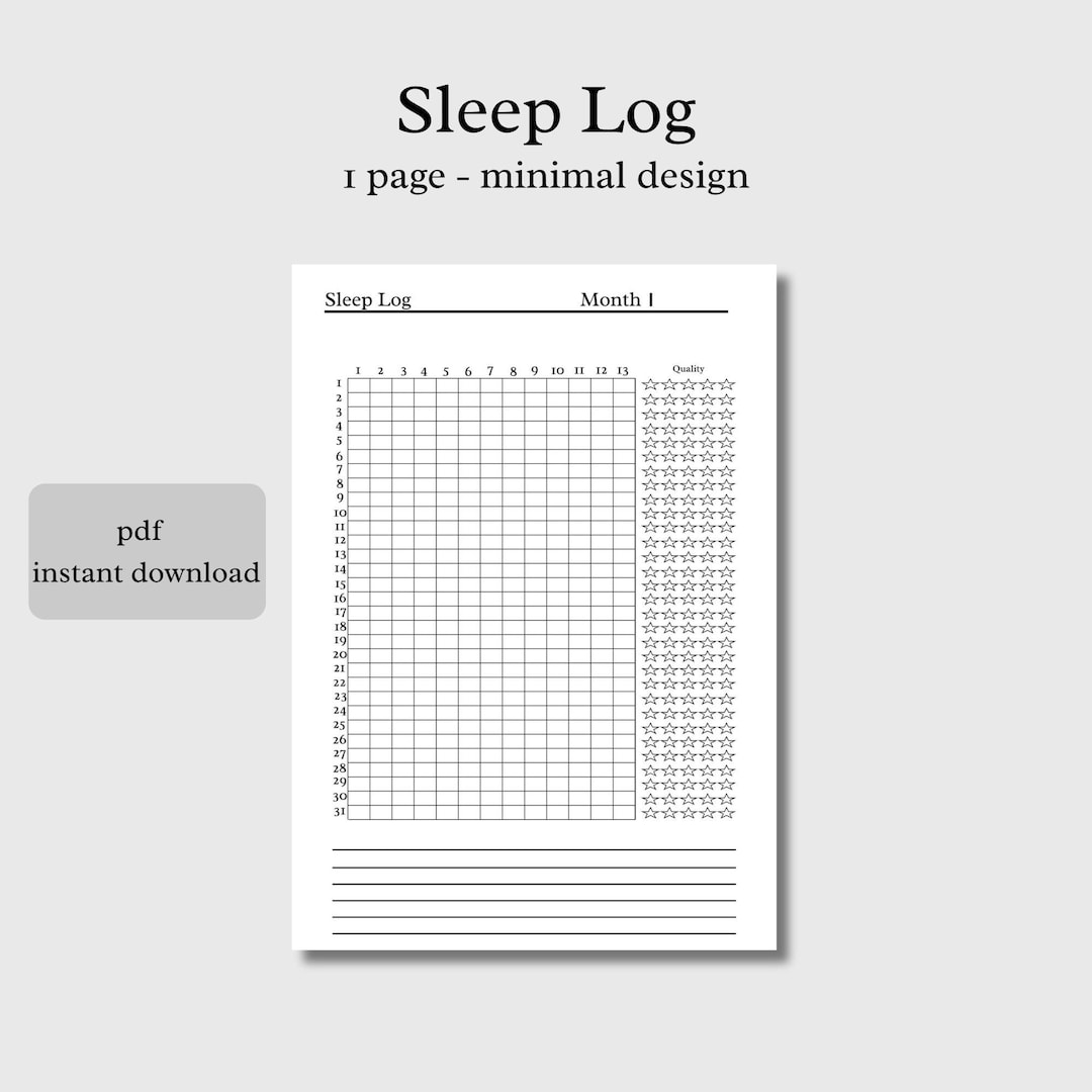 Monthly Sleep Tracker | Printable Sleep Log PDF - Etsy