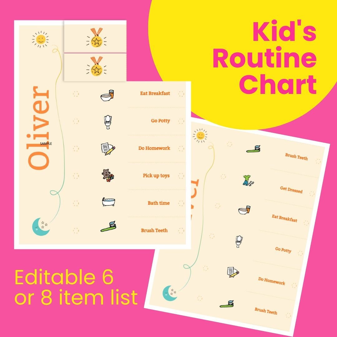 Customizable Toddler Chore Chart and Daily Routine Template - Digital ...