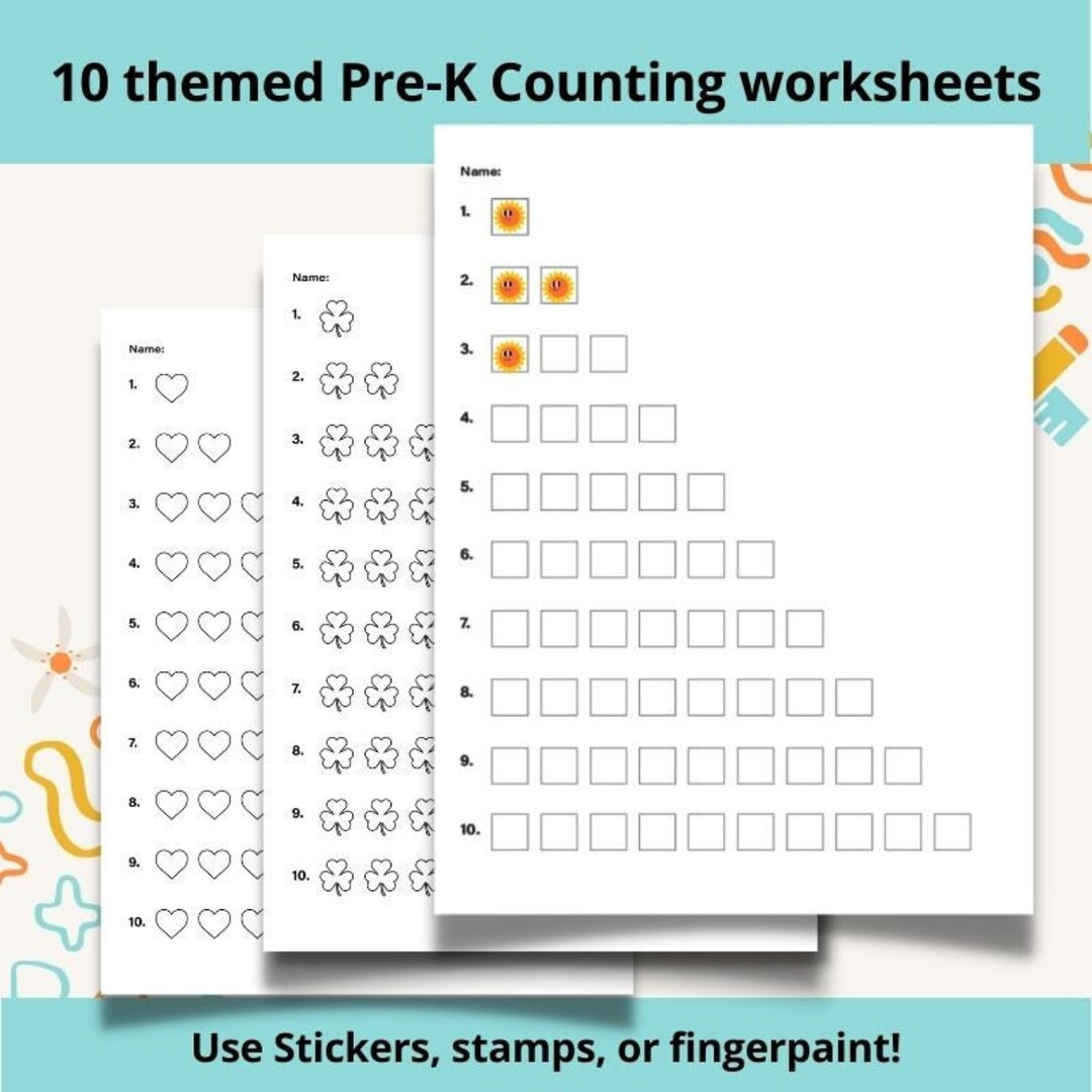 Counting Fun Sticker Pages - Count 1-10 With Stickers or Dabs - Etsy
