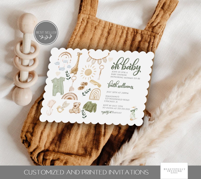 Gender Neutral Baby Shower Invitation, Boho Nursery Baby Shower Invite ...
