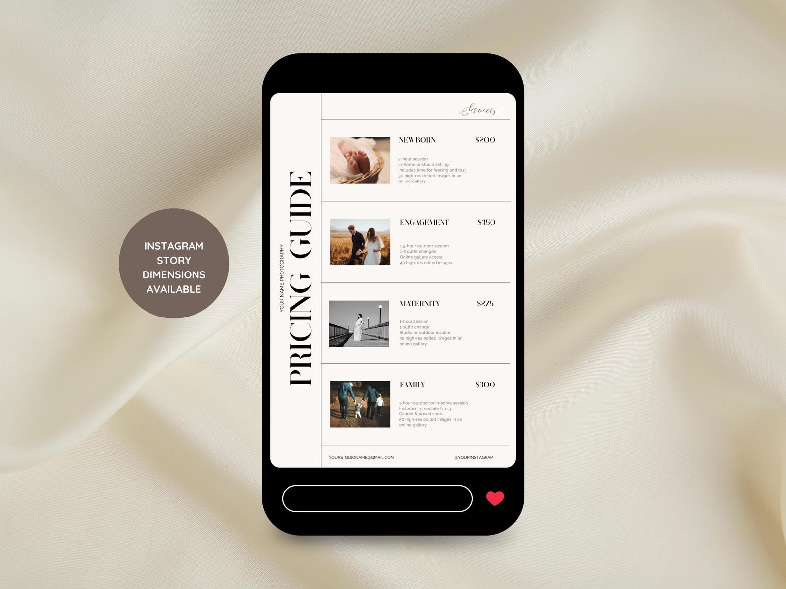 Photographers Pricing Guide Template | Editable Elegant Price List ...