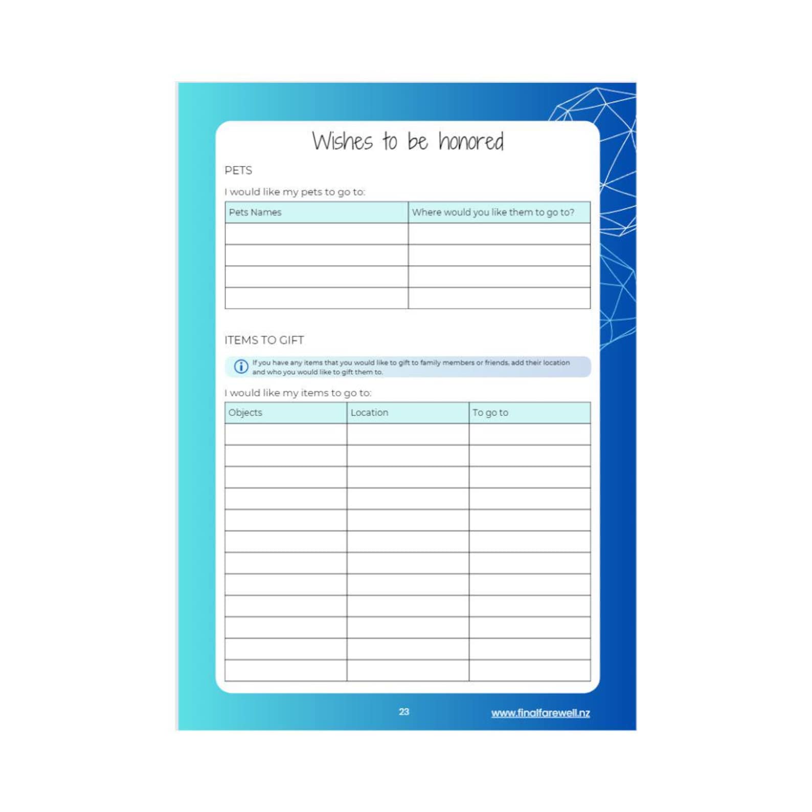 My Final Farewell™ Funeral Planning Booklet End of Life Planner ...