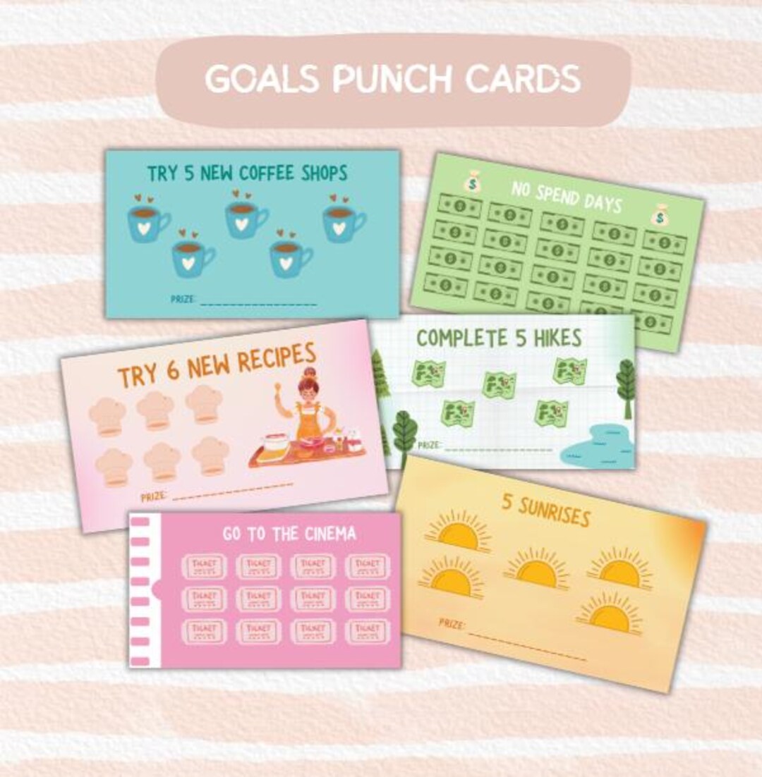 Goals Punch Cards – Digital Download | Habit Tracker | New Year’s ...