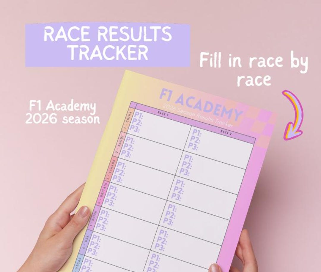 F1 Academy 2026 Race Results Tracker – Printable Worksheet | Instant ...