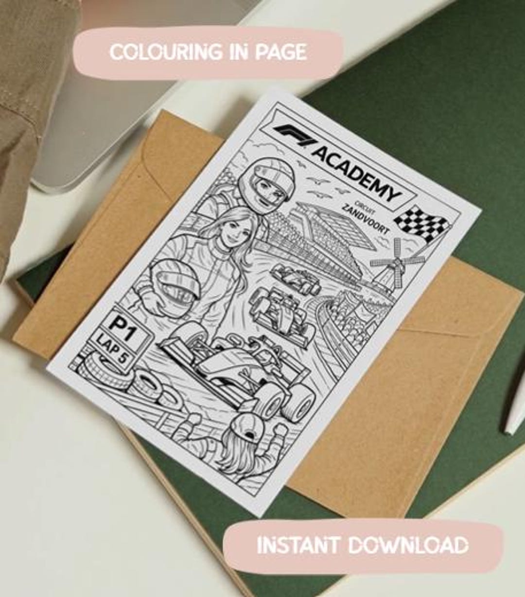 F1 Academy Colouring Page | Dutch Grand Prix | Instant Download - Etsy