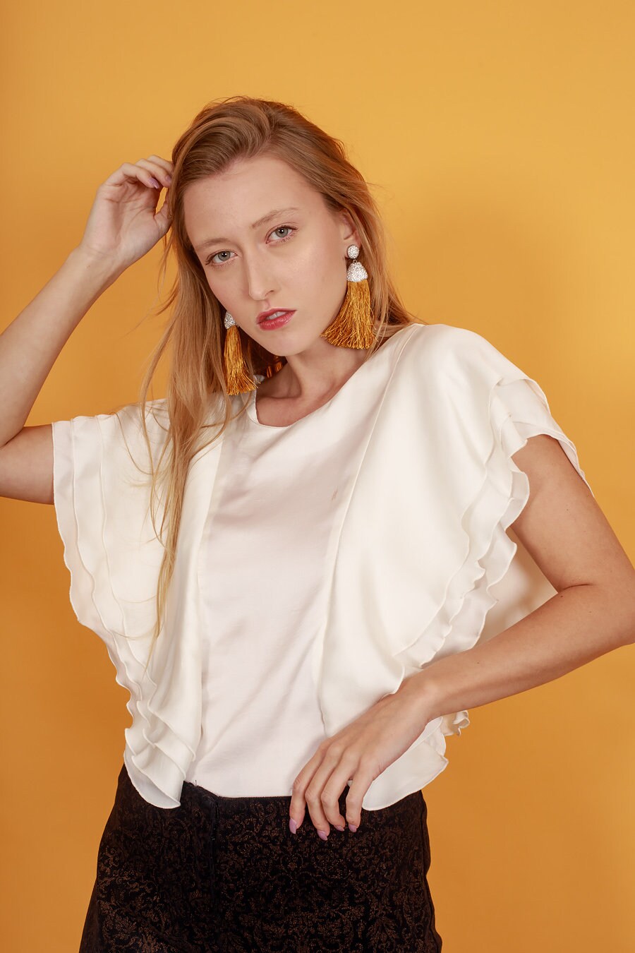 80s White Sheen Ruffles Romantic Top Vintage Billowy Sleeve - Etsy