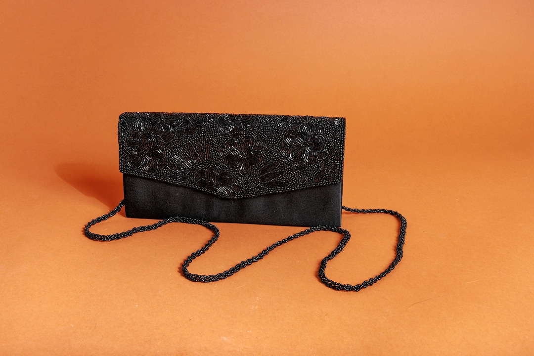 90s Black Formal Beaded Box Purse Vintage Cross Body Formal Clutch - Etsy