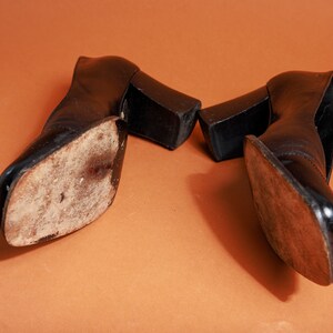 90s Black Leather Wing Tip Heels Vintage Classic Italian Square Shoes ...