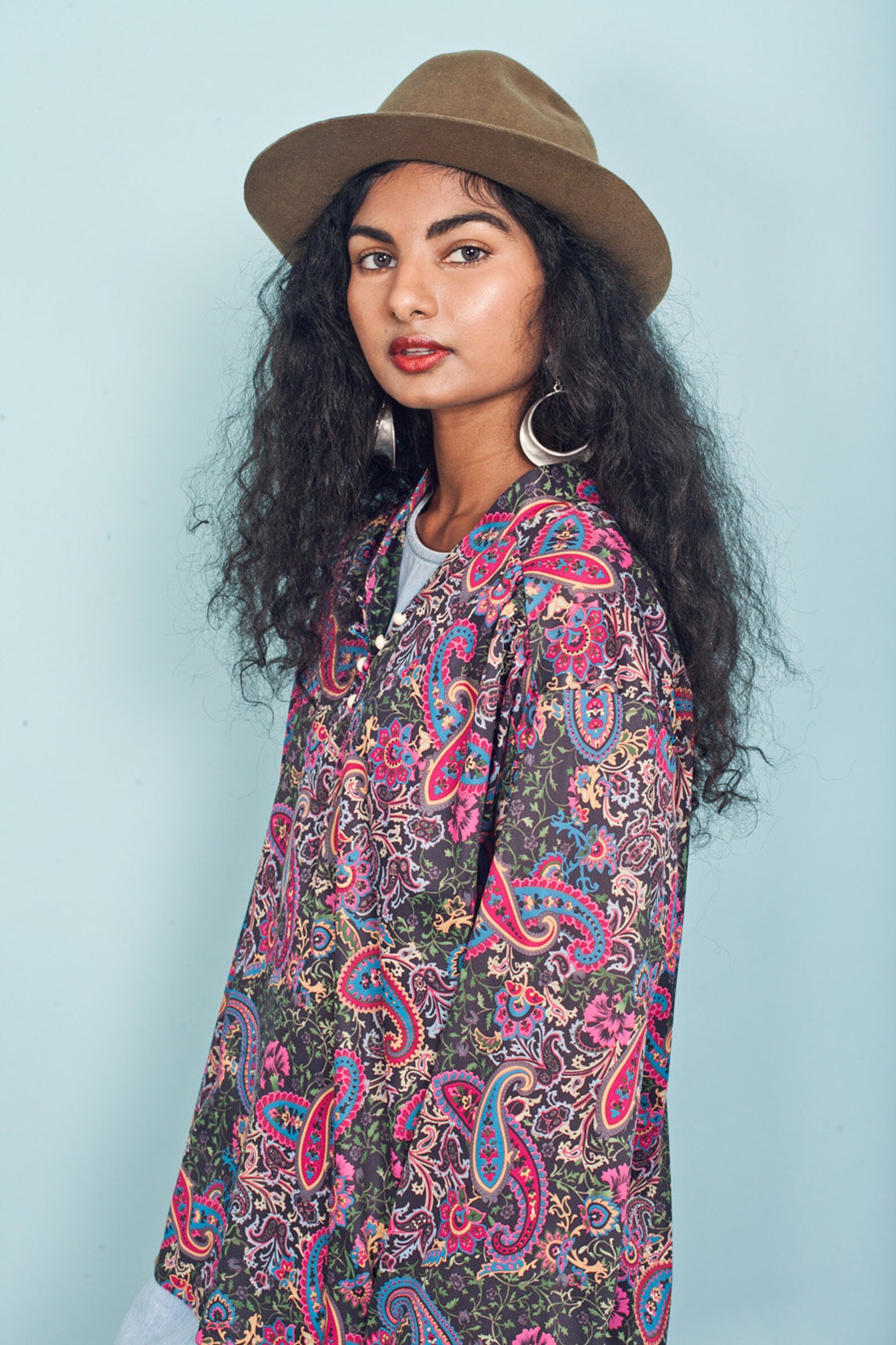 70s Paisley Print Colorful Top Vintage Tunic Style Blouse - Etsy