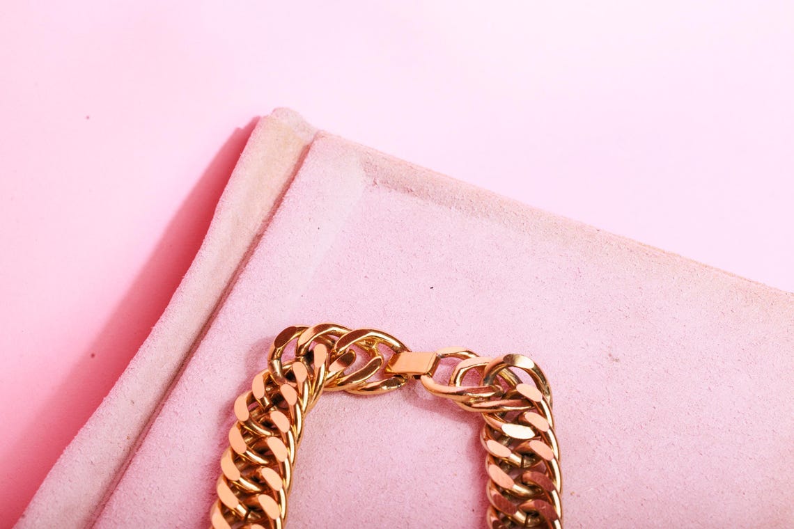 Vintage 80s Gold Tone Chain Link Thick Chunky Minimal Stacking Napier ...