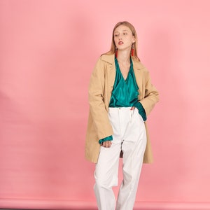 60s Beige Classic Minimal Coat Vintage Light Tan Button Jacket - Etsy