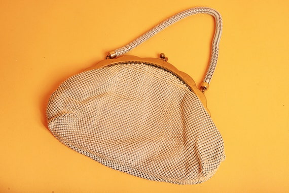 20s White Mesh Chainmail Strap Coin Purse Vintage Ant… - Gem