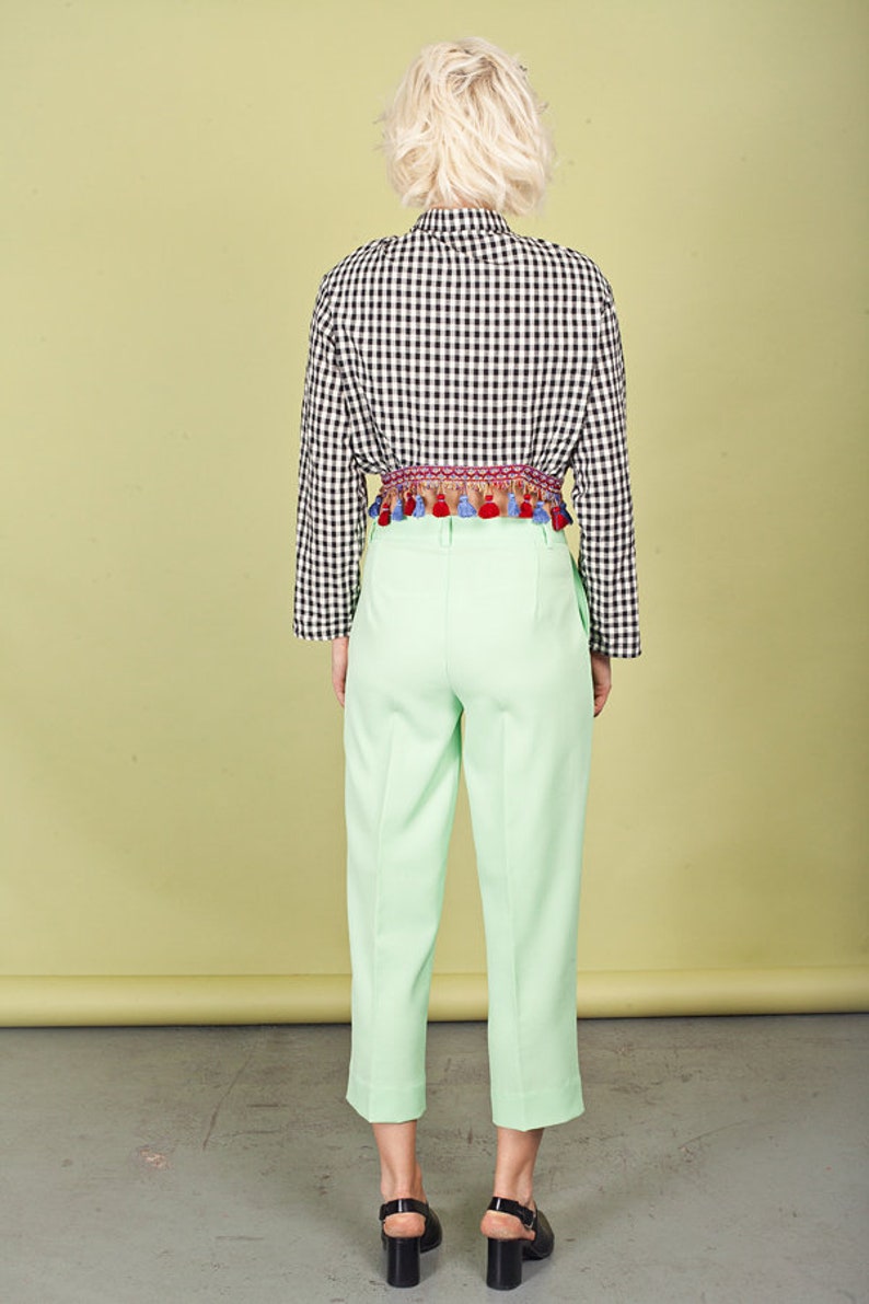 70s Bright Neon Green Pants Vintage High Waisted Trousers - Etsy