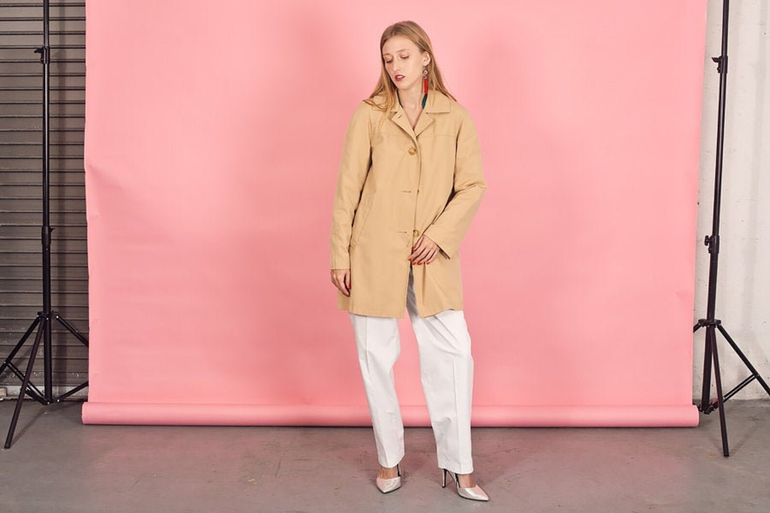 60s Beige Classic Minimal Coat Vintage Light Tan Button Jacket - Etsy