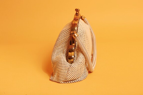 20s White Mesh Chainmail Strap Coin Purse Vintage Ant… - Gem