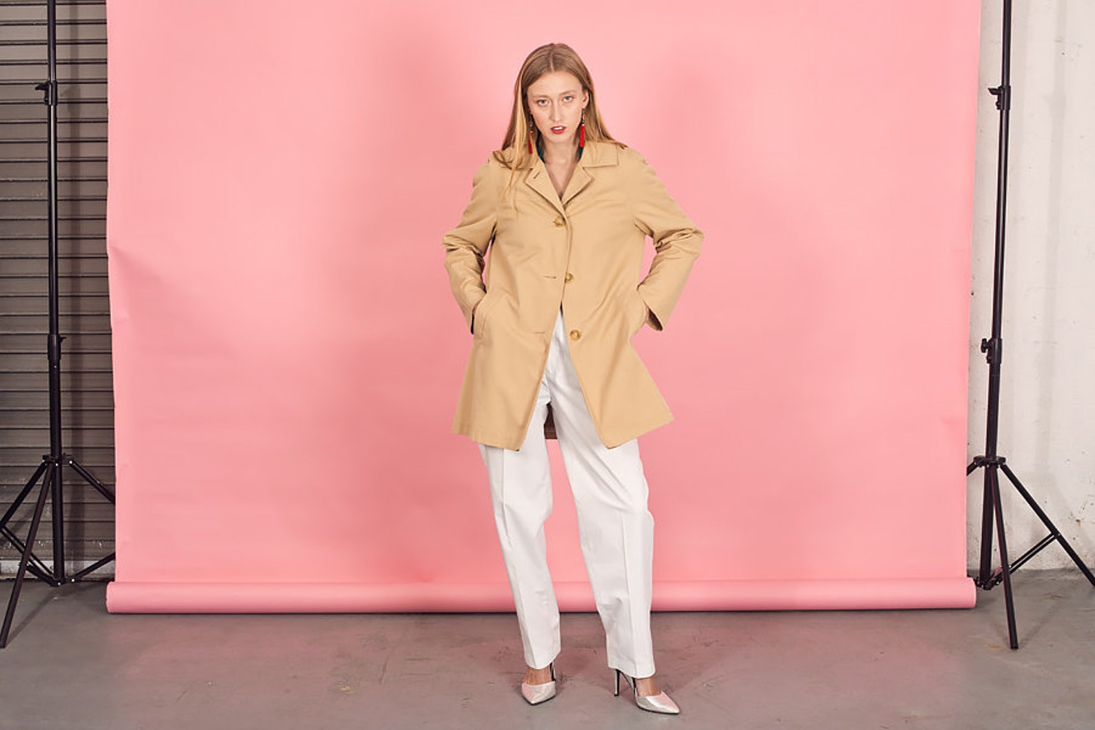 60s Beige Classic Minimal Coat Vintage Light Tan Button Jacket - Etsy