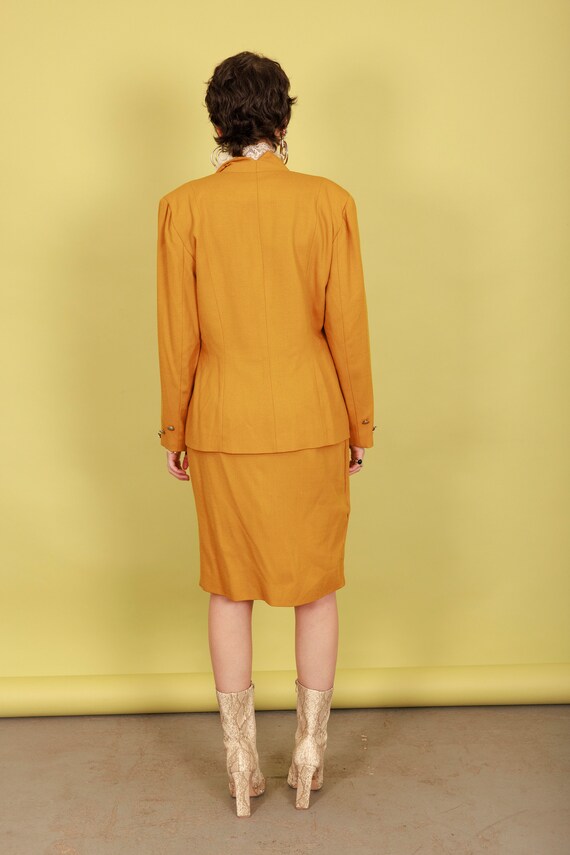 80s Rust Mustard Yellow Asymmetrical Blazer Suit Vint… - Gem