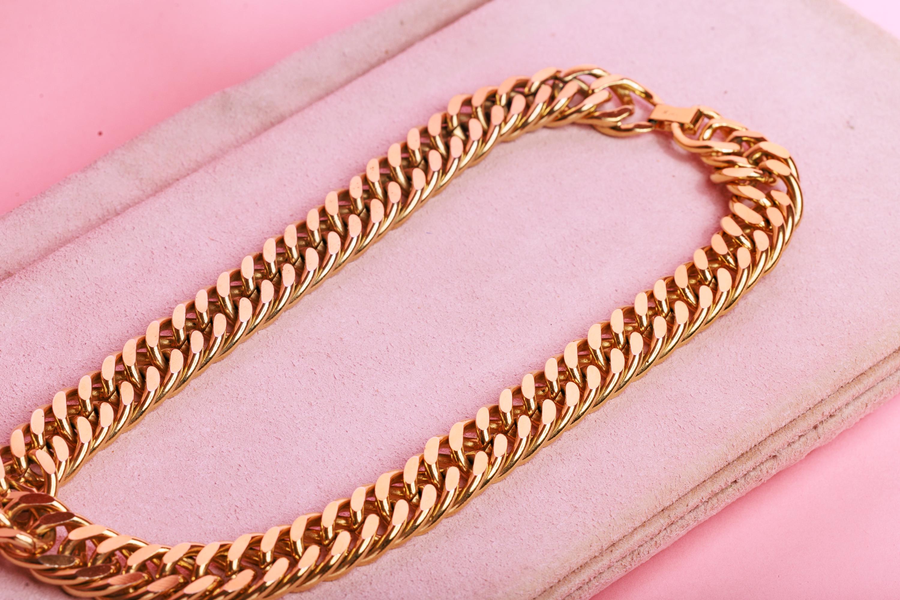 Vintage 80s Gold Tone Chain Link Thick Chunky Minimal Stacking Napier ...