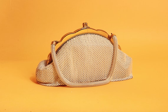 20s White Mesh Chainmail Strap Coin Purse Vintage Ant… - Gem