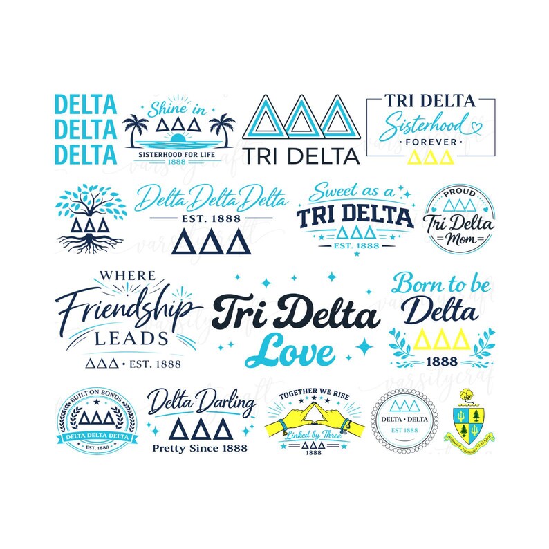 Delta Delta Delta: 51 Packs - Tri Delta Triangle, Stickers, Logo (SVG ...