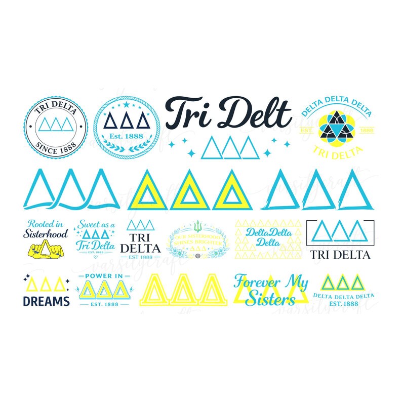 Delta Delta Delta: 51 Packs - Tri Delta Triangle, Stickers, Logo (SVG ...