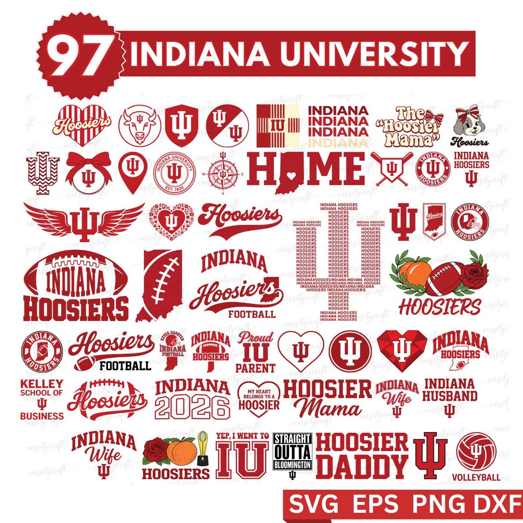 Indiana Hoosiers SVG Bundle: 97 Designs, IU 1820 (svg, Png, Dxf, Eps ...