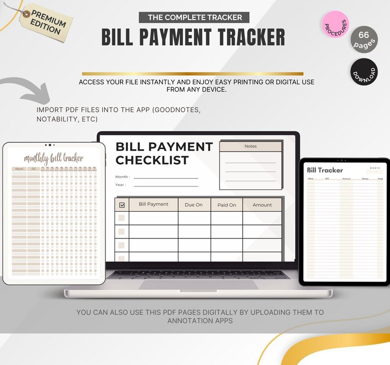 Monthly Bill Payment Tracker Printable | Expense Organizer (digital ...