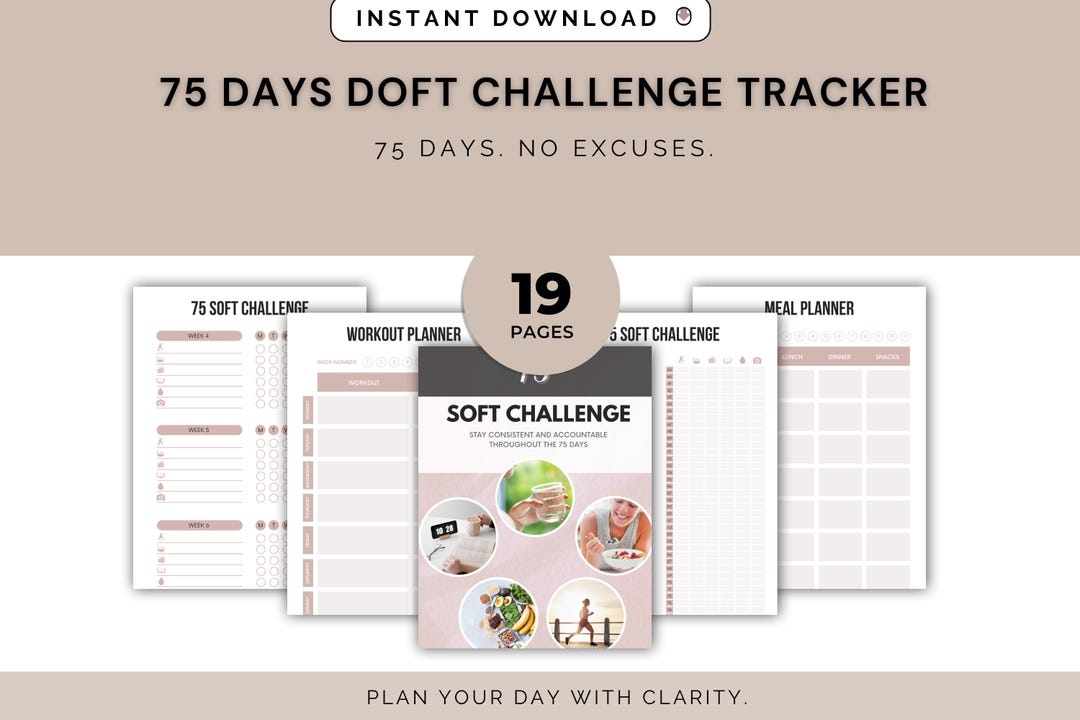 75 Days Challenge Tracker Printable | 75 Day Hard Challenge | Habit ...