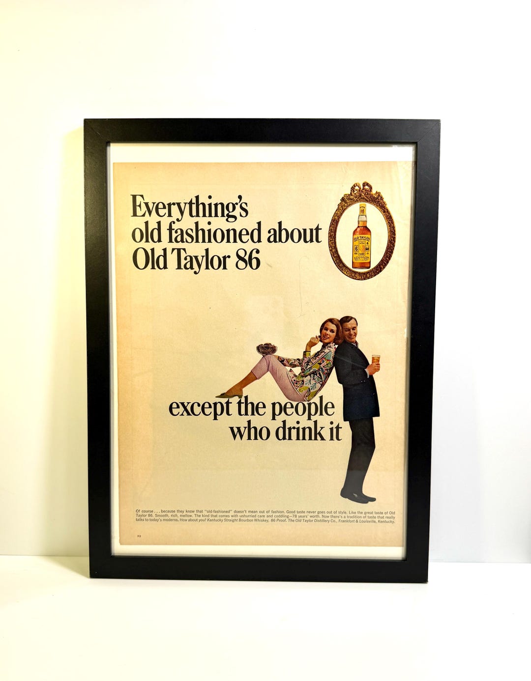 1965 Old Taylor 86 Whiskey Advertisement Framed • Mid Century Liquor Ad ...