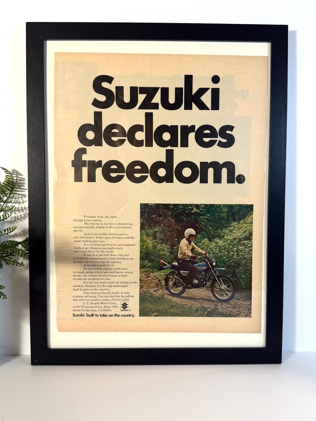 Vintage Suzuki Motorcycle Ad Wall Art • Retro Bike Print • "suzuki ...