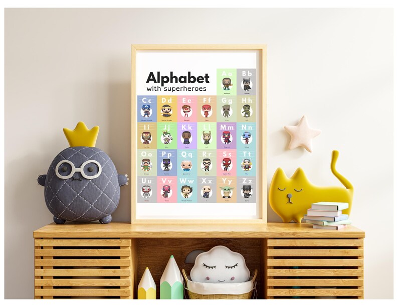Superhero Alphabet Printable Poster Set – A–Z Classroom & Kids Room ...