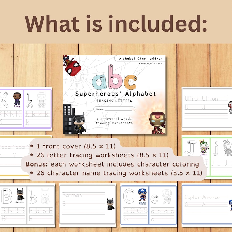 Superheroes Alphabet Tracing Workbook - ABC Letter & Name Practice ...