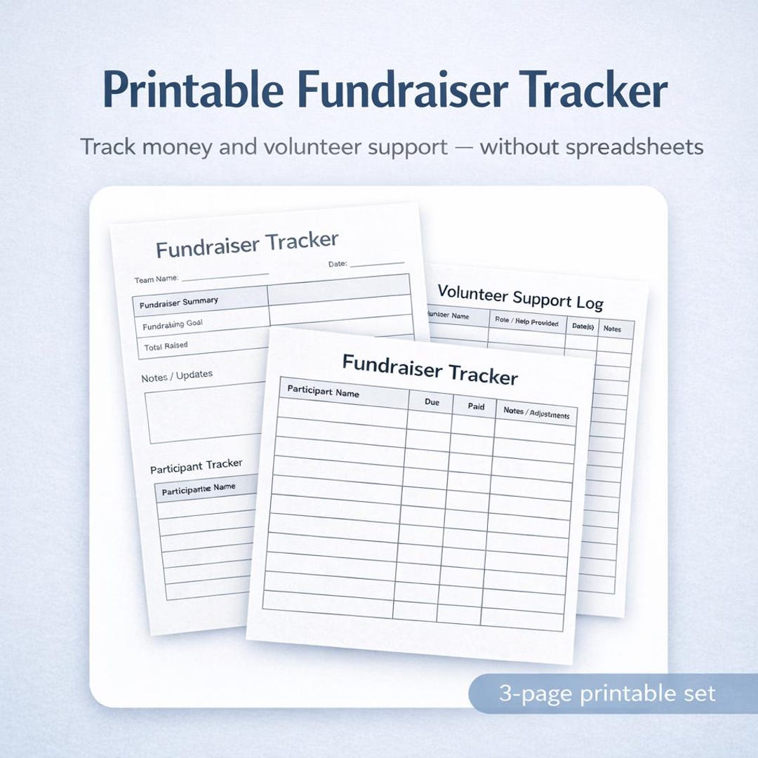 Printable Fundraiser Tracker | Team Fundraising Organizer | Payment ...