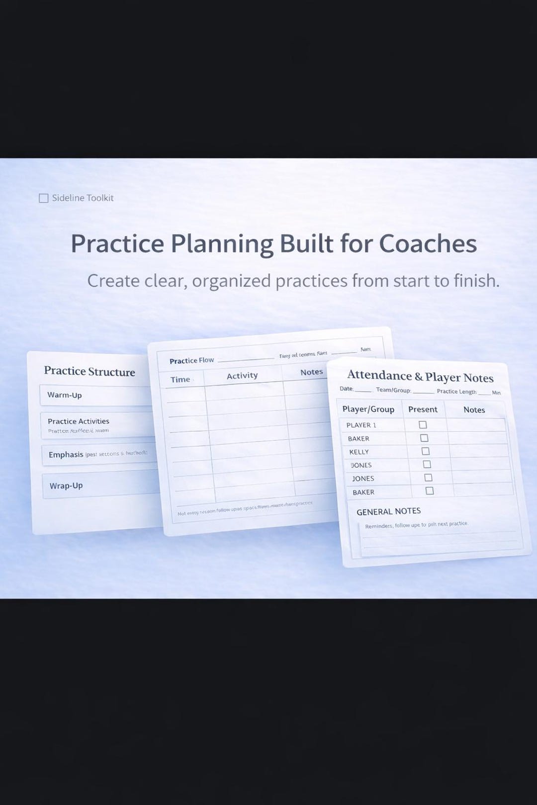 Practice Planning Toolkit for Coaches | Printable & Editable PDF ...