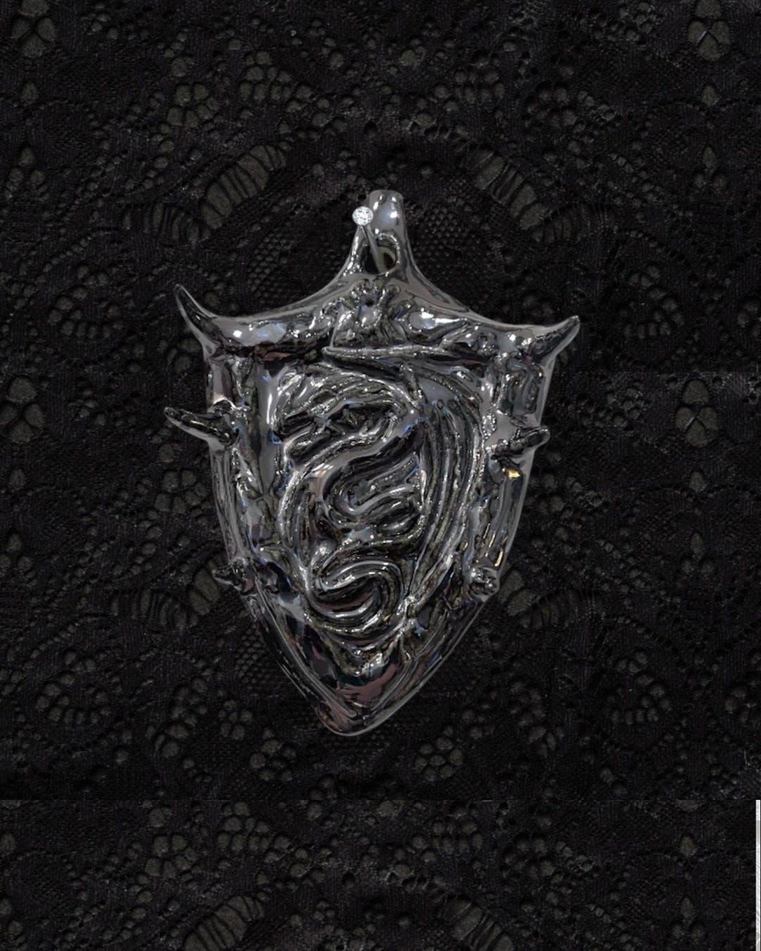 Ancient Dragon Talisman Wall Hanging, Spiky D&D Chrome Fantasy Wall Art ...