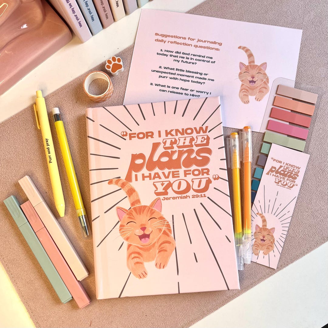 Orange Cat Christian Gift Set – Bible Journal, Stationery & Stickers - Etsy