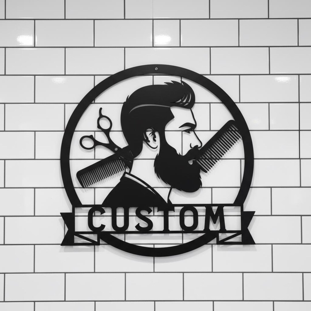 Custom Barber Shop Sign - Metal Wall Art Decor - Personalized Barber ...