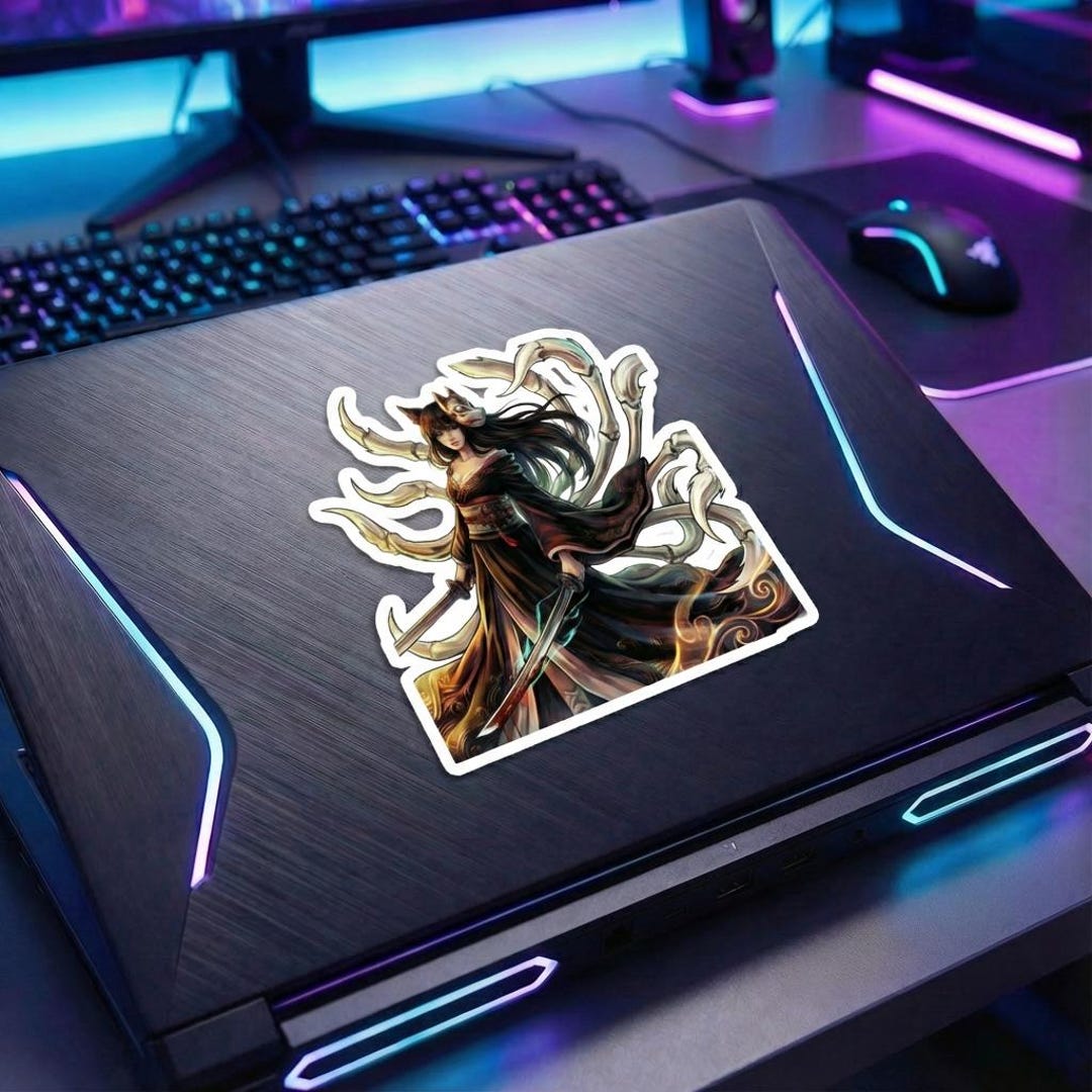 Dark Fantasy Bone Kitsune Assassin Vinyl Sticker - Etsy