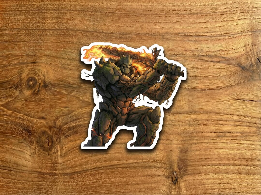 Rock Golem Sticker: Mountain Fantasy Golem, Epic Monster Art, Gamer ...